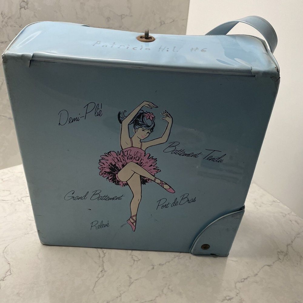 Vintage Ballet Box 1950's Blue Vinyl Carrying Case 10… - Gem